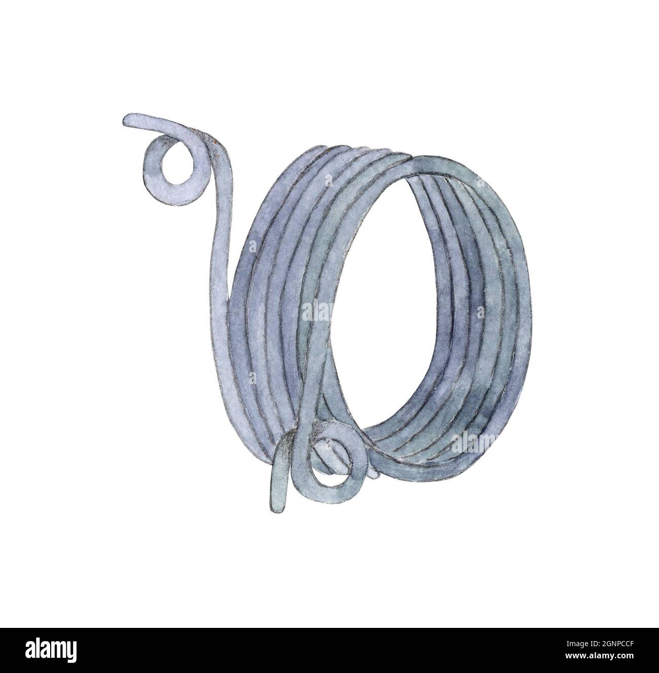 Watercolor illustration of a knitting ring. Auxiliary tool for knitting ...