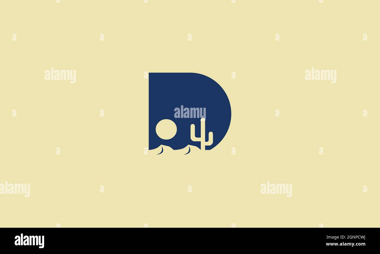 LETTER D DESERT LOGO DESIGN WITH NEGATIVE SPACE EFFECT FOR ILLUSTRATION ...