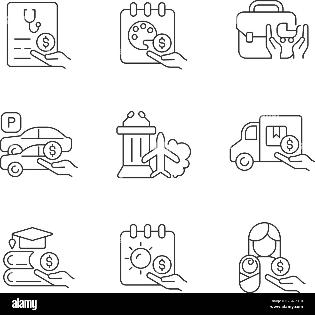 Rewarding employee for hard work linear icons set Stock Vector Image ...