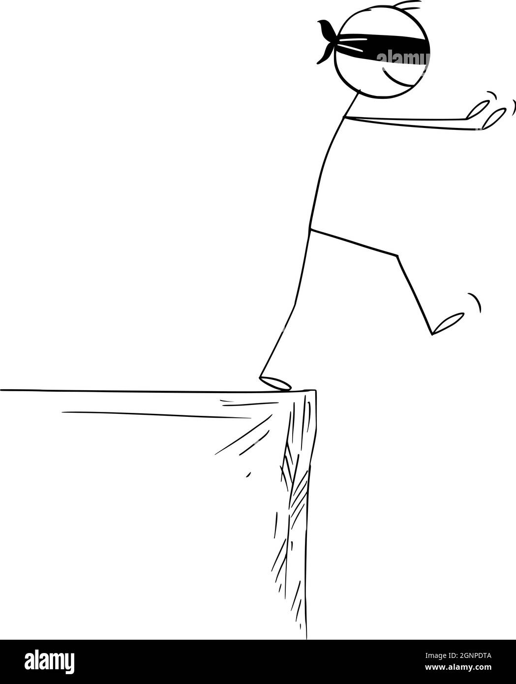 Blind Person or Businessman Falling From the Cliff Edge, Vector Cartoon ...