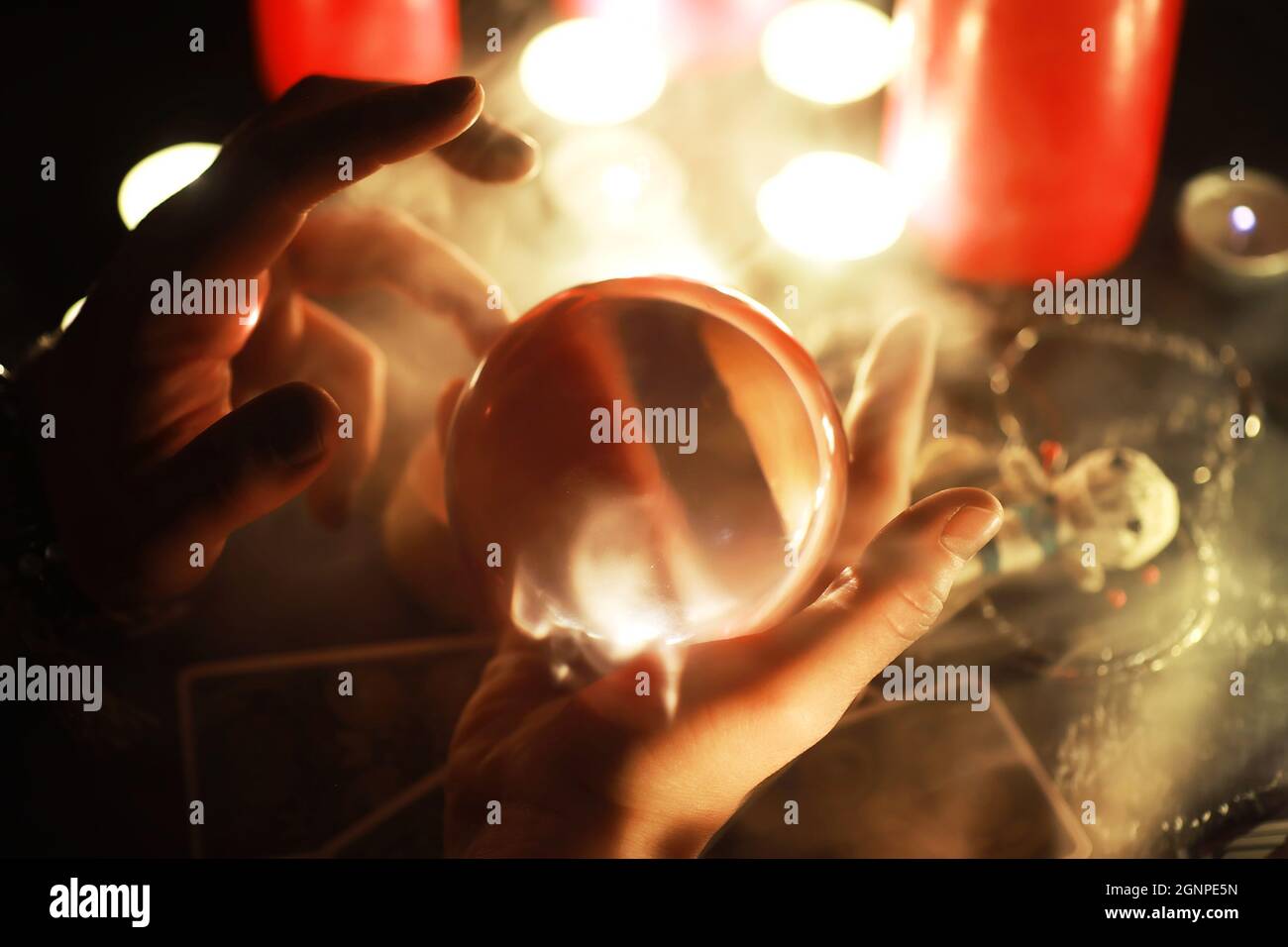 Mystic still life with voodoo doll, the tarot cards, books, evil ...