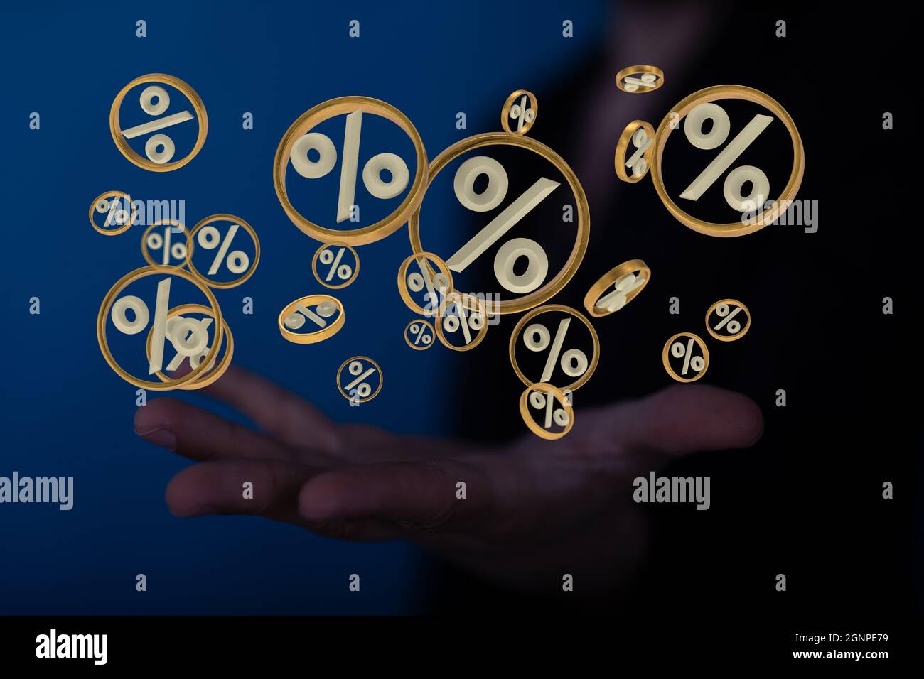 3d rendering Interest rates effect on stock market share prices and ...