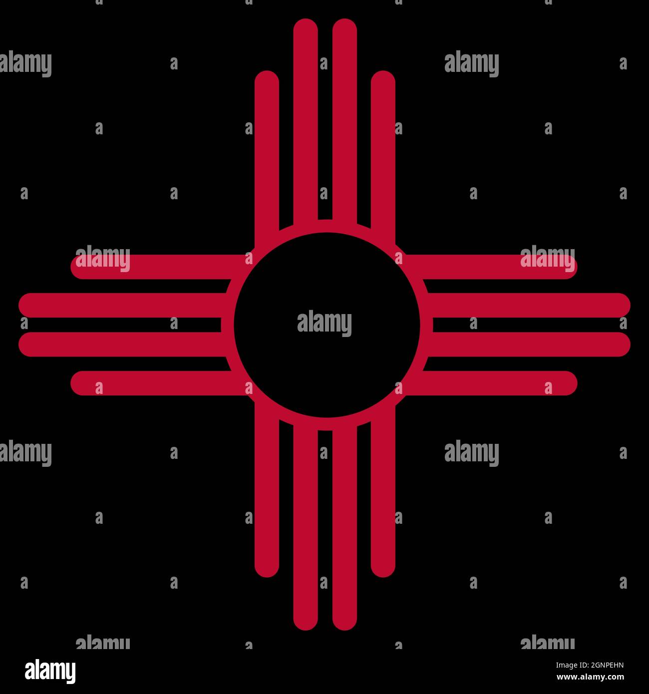 Zia Sun Symbol with Black Background Stock Photo - Alamy