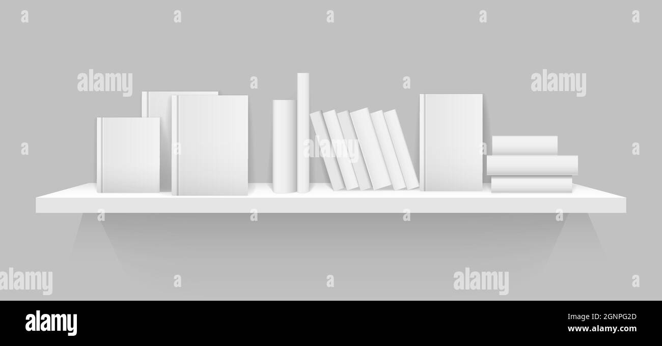 White 3d bookshelf Stock Vector Image & Art - Alamy