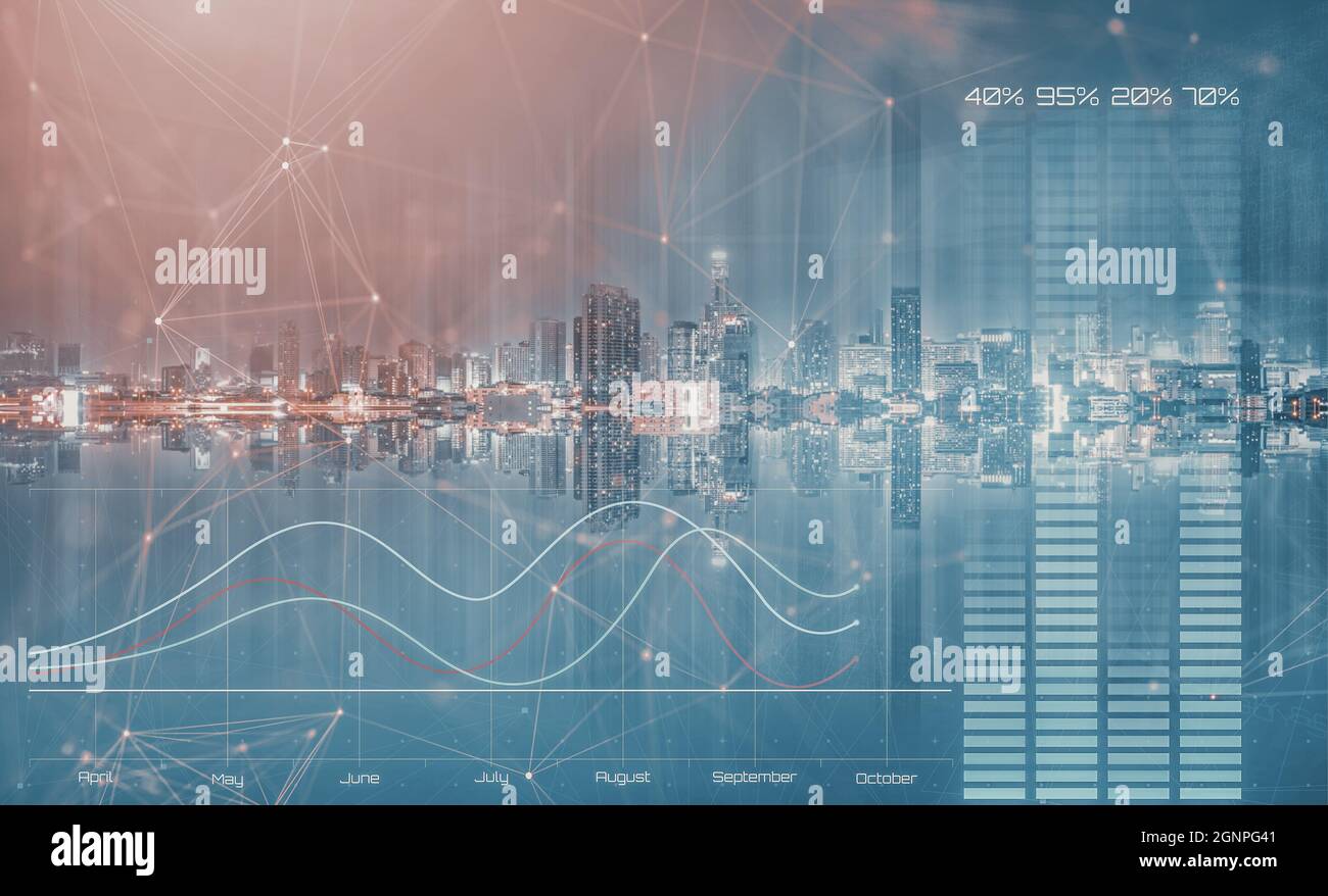 Business technology concept. Future network city background and ...