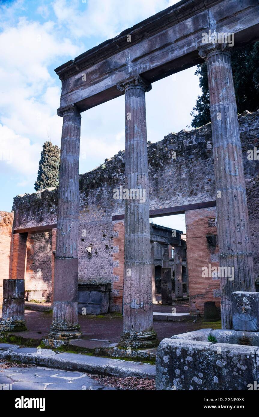 Fluted Ionic columns and entablature at the Archaeological Park of ...