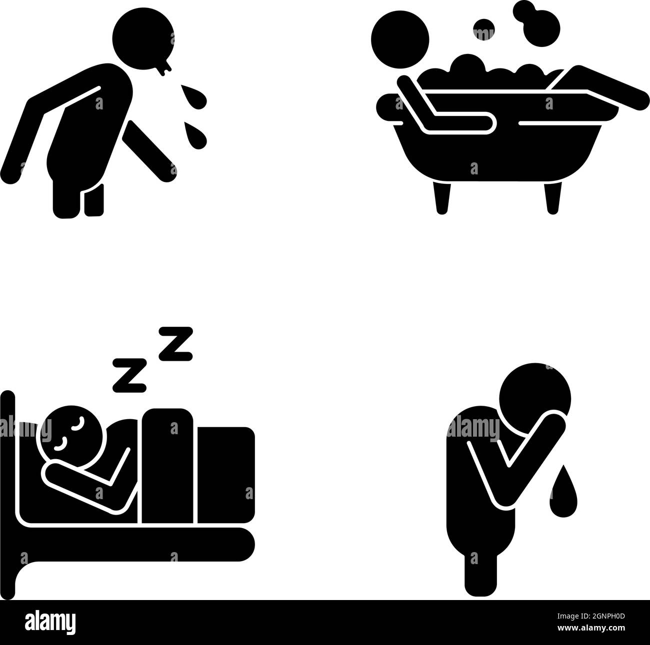 Human actions black glyph icons set on white space Stock Vector Image ...