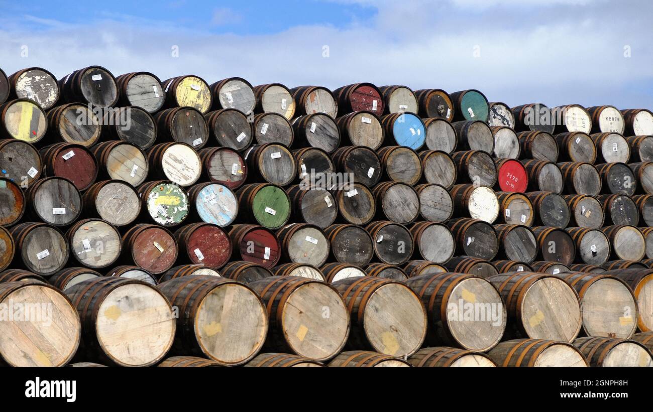 A colourful display of barrels Stock Photo - Alamy