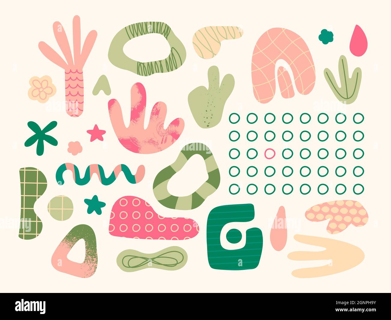 Set of abstract elements of various shapes and doodles. Vector trendy ...