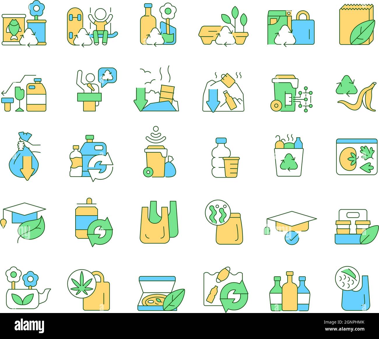 Waste recycling RGB color icons set Stock Vector Image & Art - Alamy