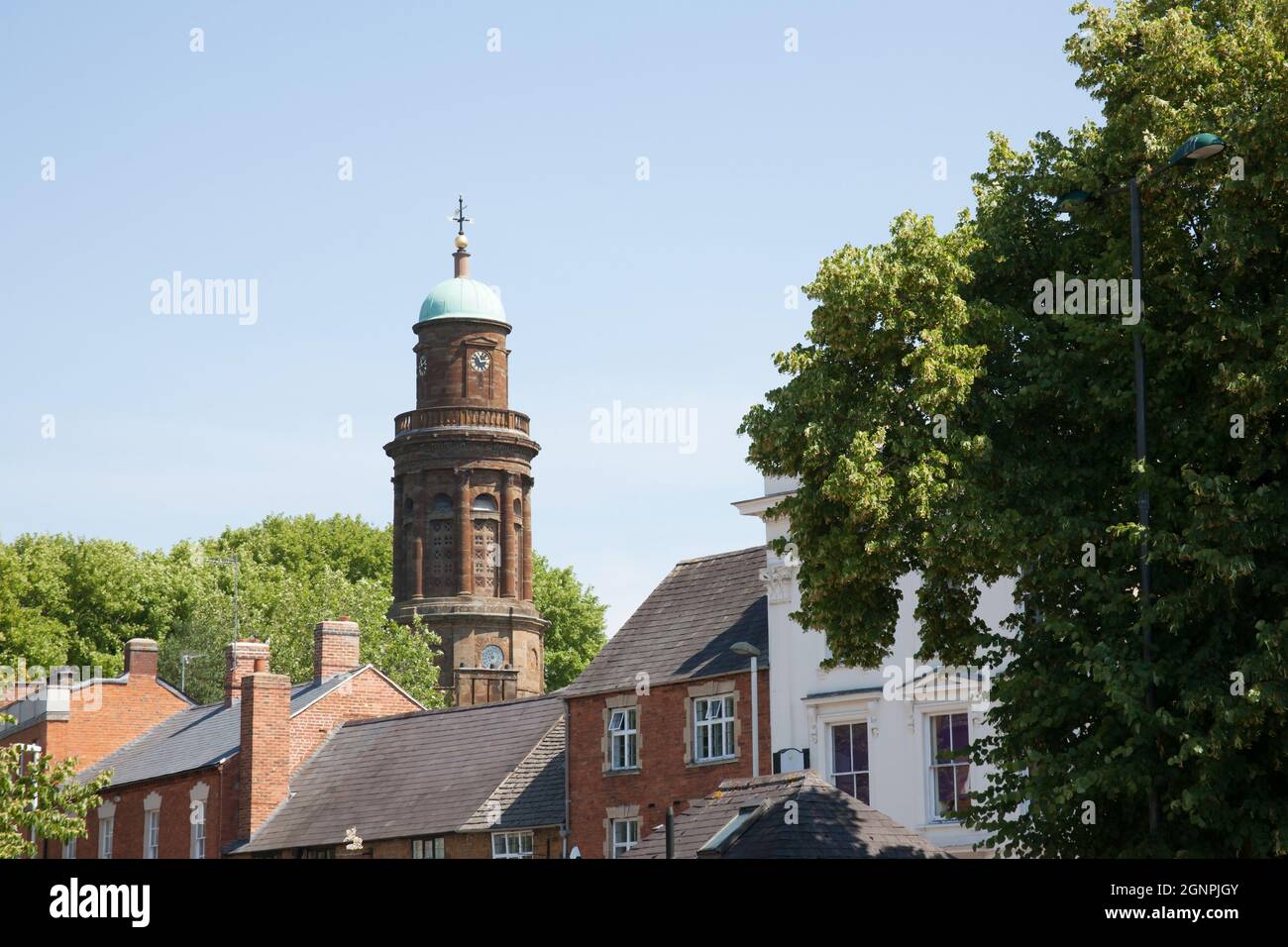 Views of roof tops and St Mary's Church spire in Banbury, Oxfordshire ...
