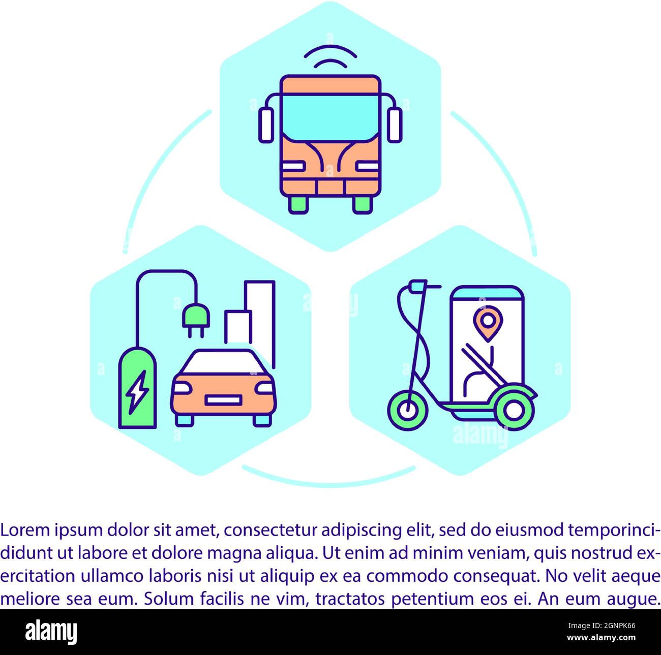 Public alternative transportation concept line icons with text Stock ...