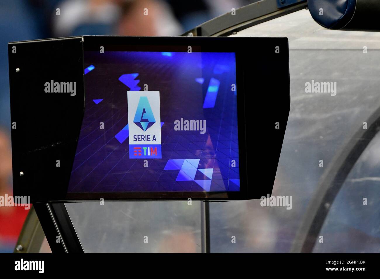 Roma, Italy. 26th Sep, 2021. Var monitor is seen during the Serie A ...