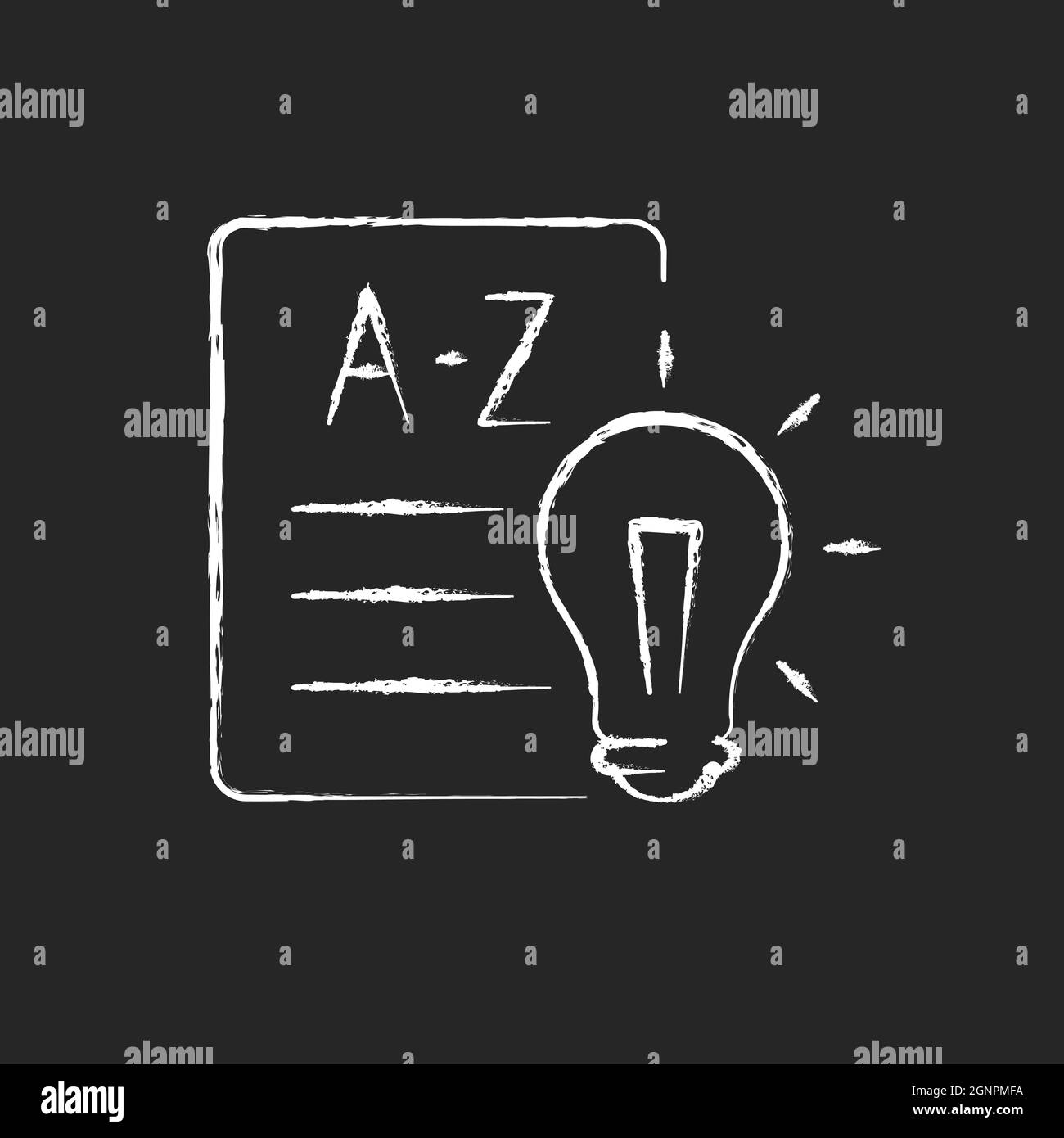 Language Arts chalk white icon on dark background Stock Vector Image ...