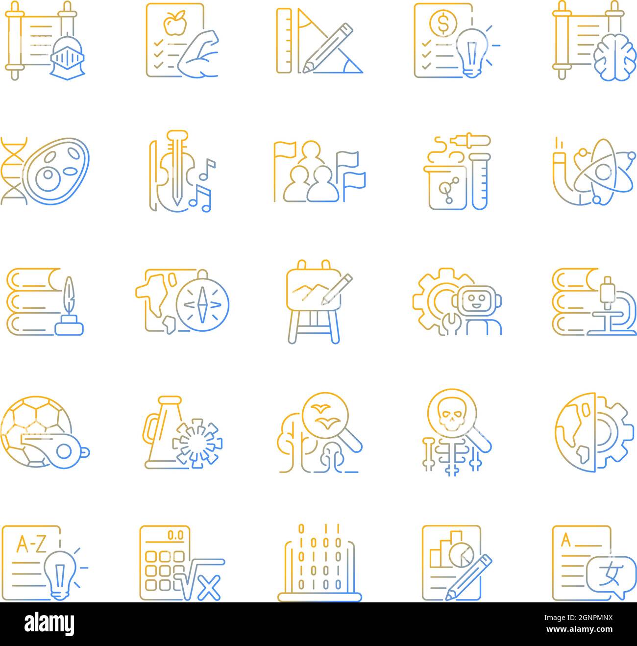 School subjects gradient linear vector icons set Stock Vector Image & Art - Alamy