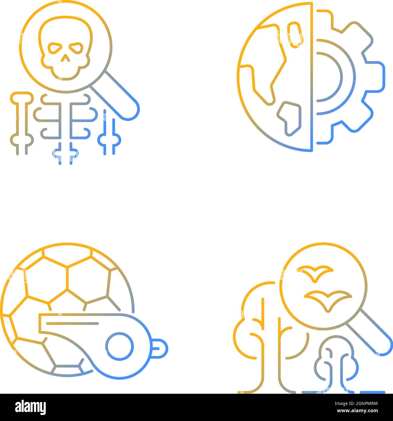 Variety of school subjects gradient linear vector icons set Stock ...