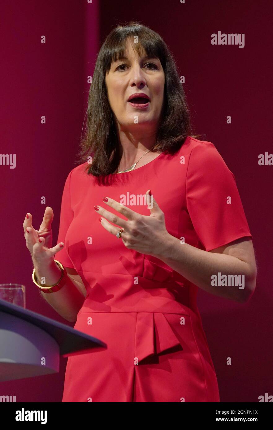 Shadow chancellor Rachel Reeves giving her keynote speech at the Labour ...