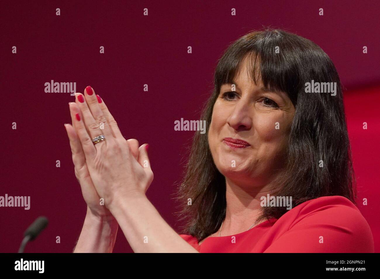 Shadow chancellor Rachel Reeves giving her keynote speech at the Labour ...