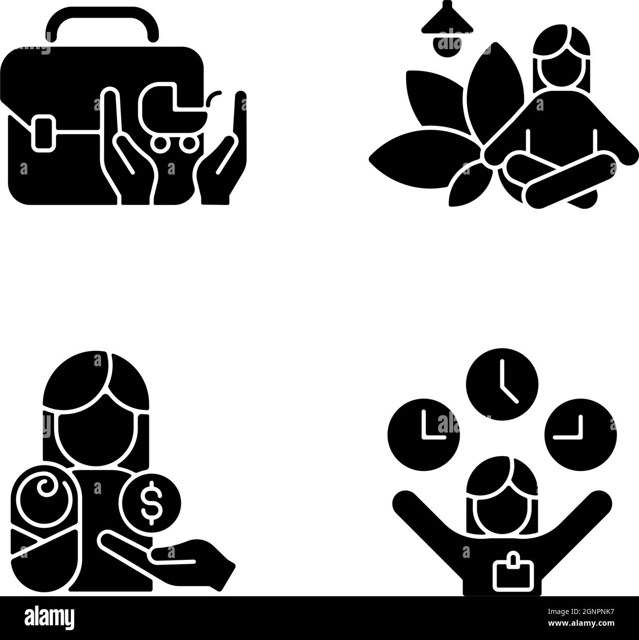 Employee incentives black glyph icons set on white space Stock Vector ...