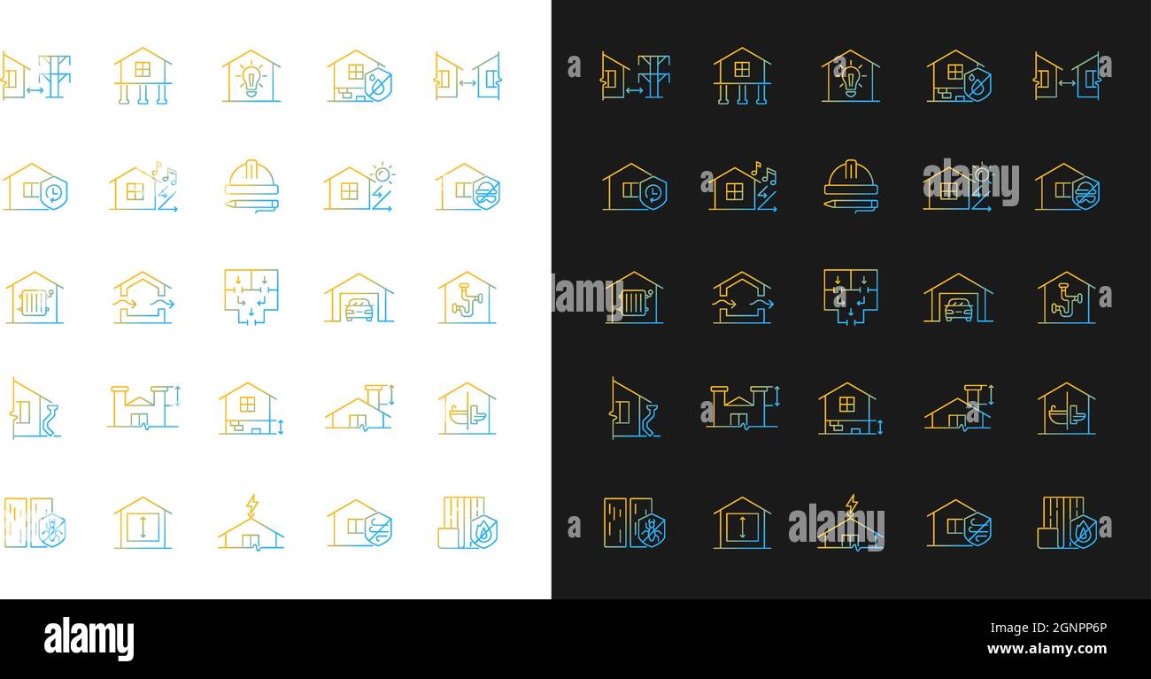 Building safety requirements gradient icons set for dark and light mode Stock Vector Image & Art ...