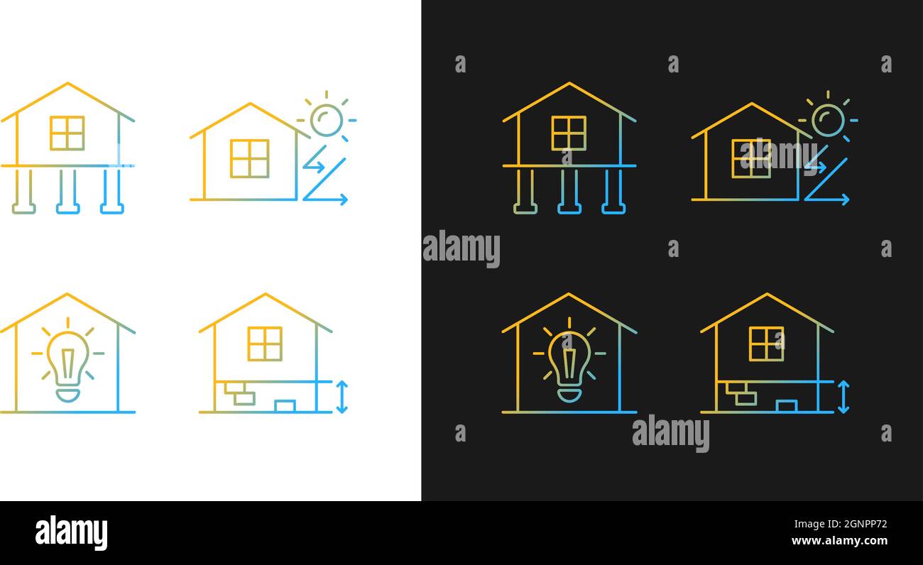 Residential building gradient icons set for dark and light mode Stock ...