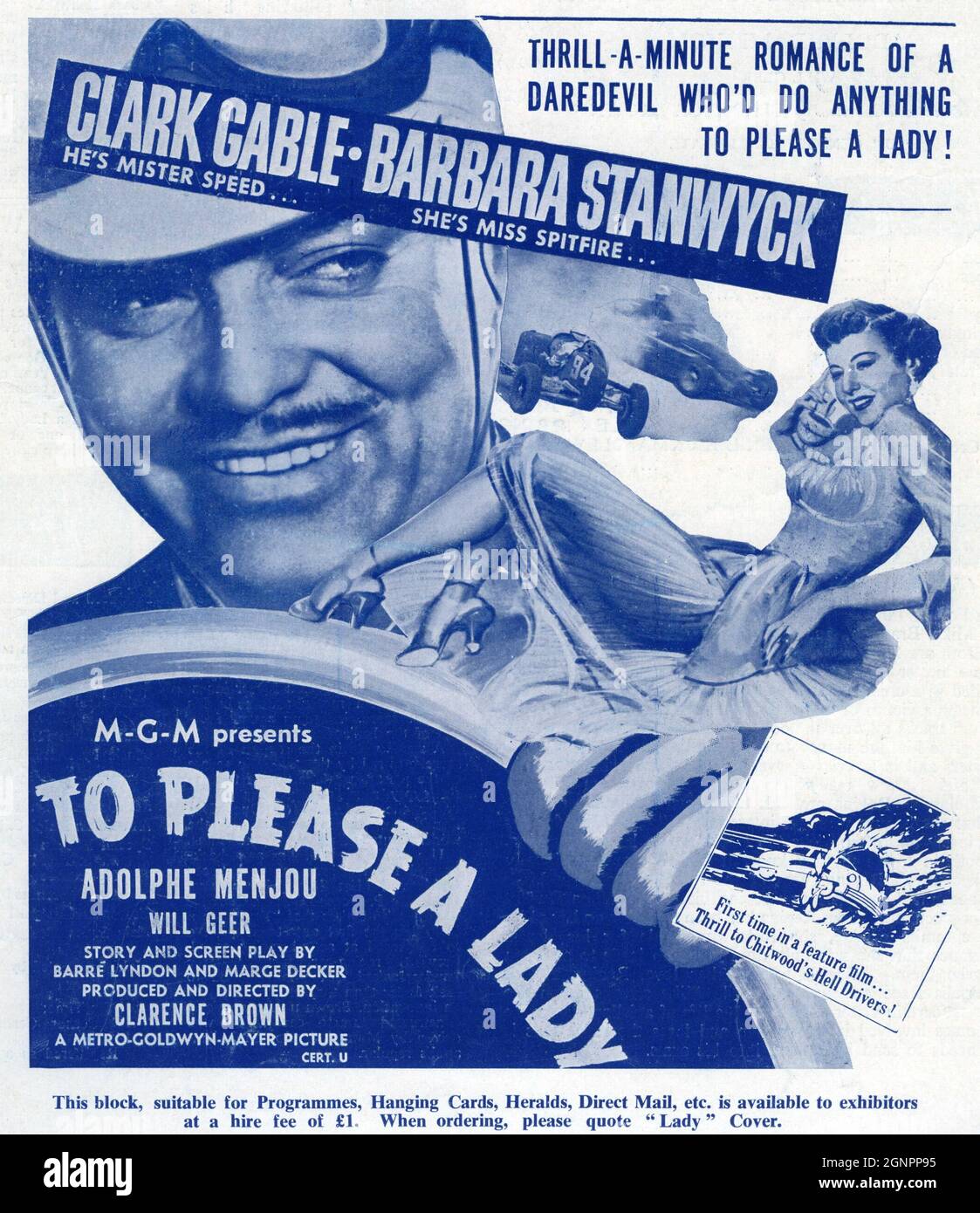 CLARK GABLE and BARBARA STANWYCK in TO PLEASE A LADY 1950 director ...