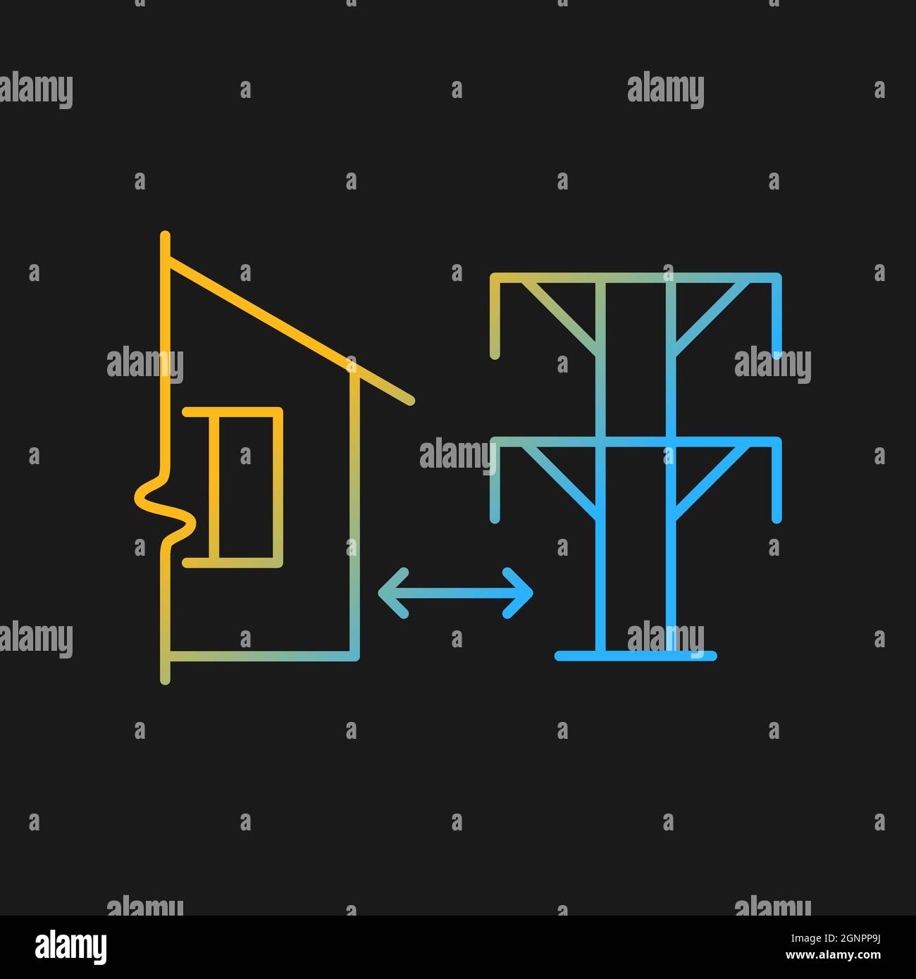 Distance from electric lines gradient vector icon for dark theme Stock ...
