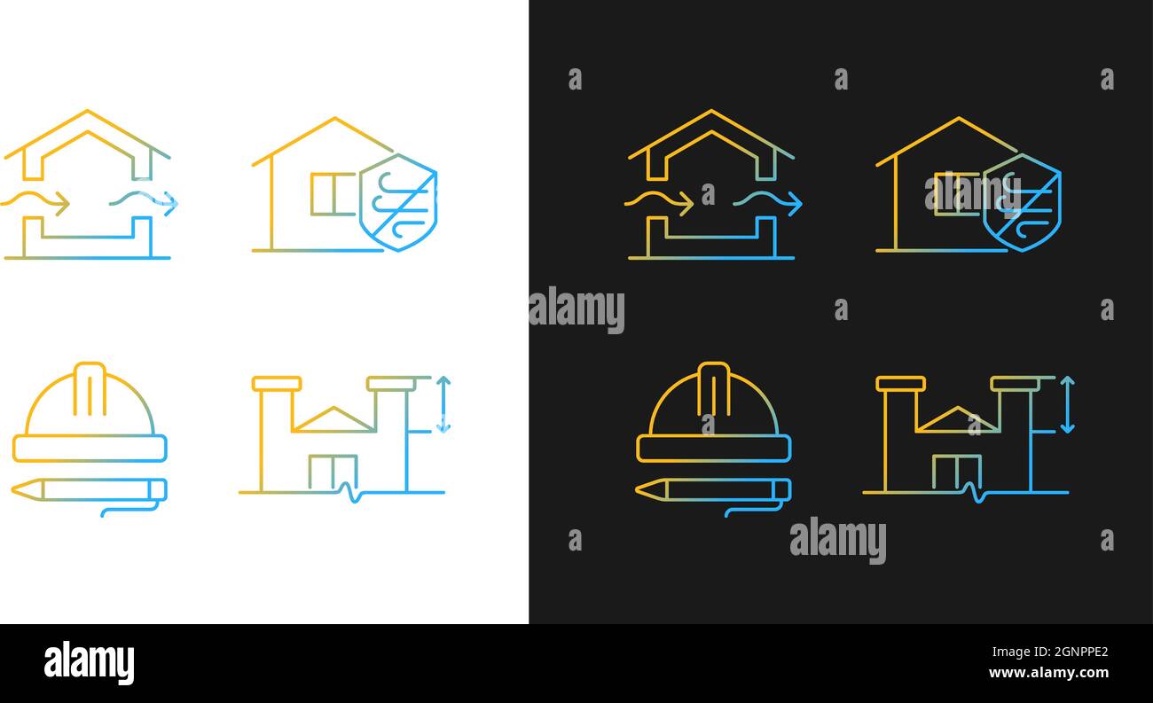 Standards for construction gradient icons set for dark and light mode ...