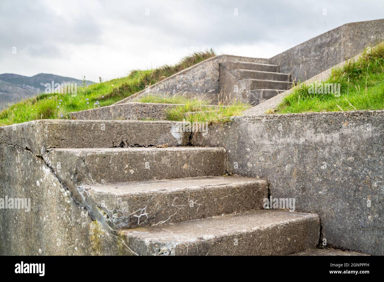 The ruins of Lenan Head fort at the north coast of County Donegal ...