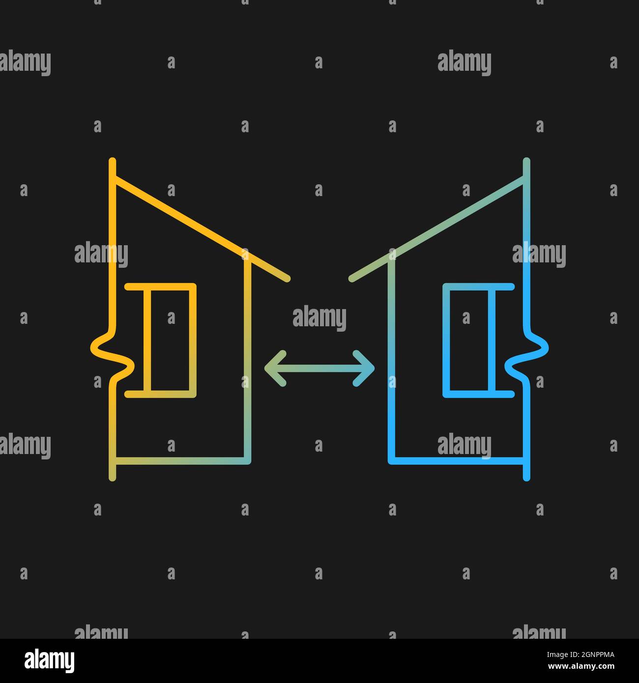 Minimum distance between buildings gradient vector icon for dark theme ...