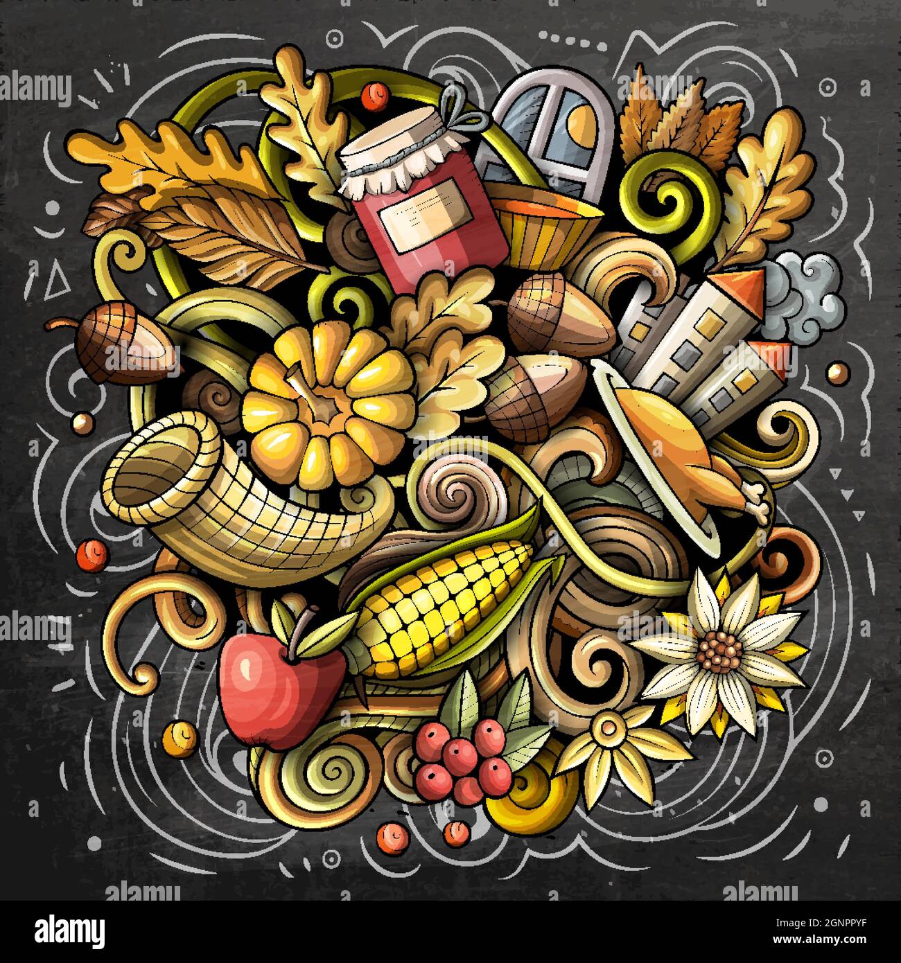 Thanksgiving hand drawn cartoon doodles illustration Stock Vector Image ...