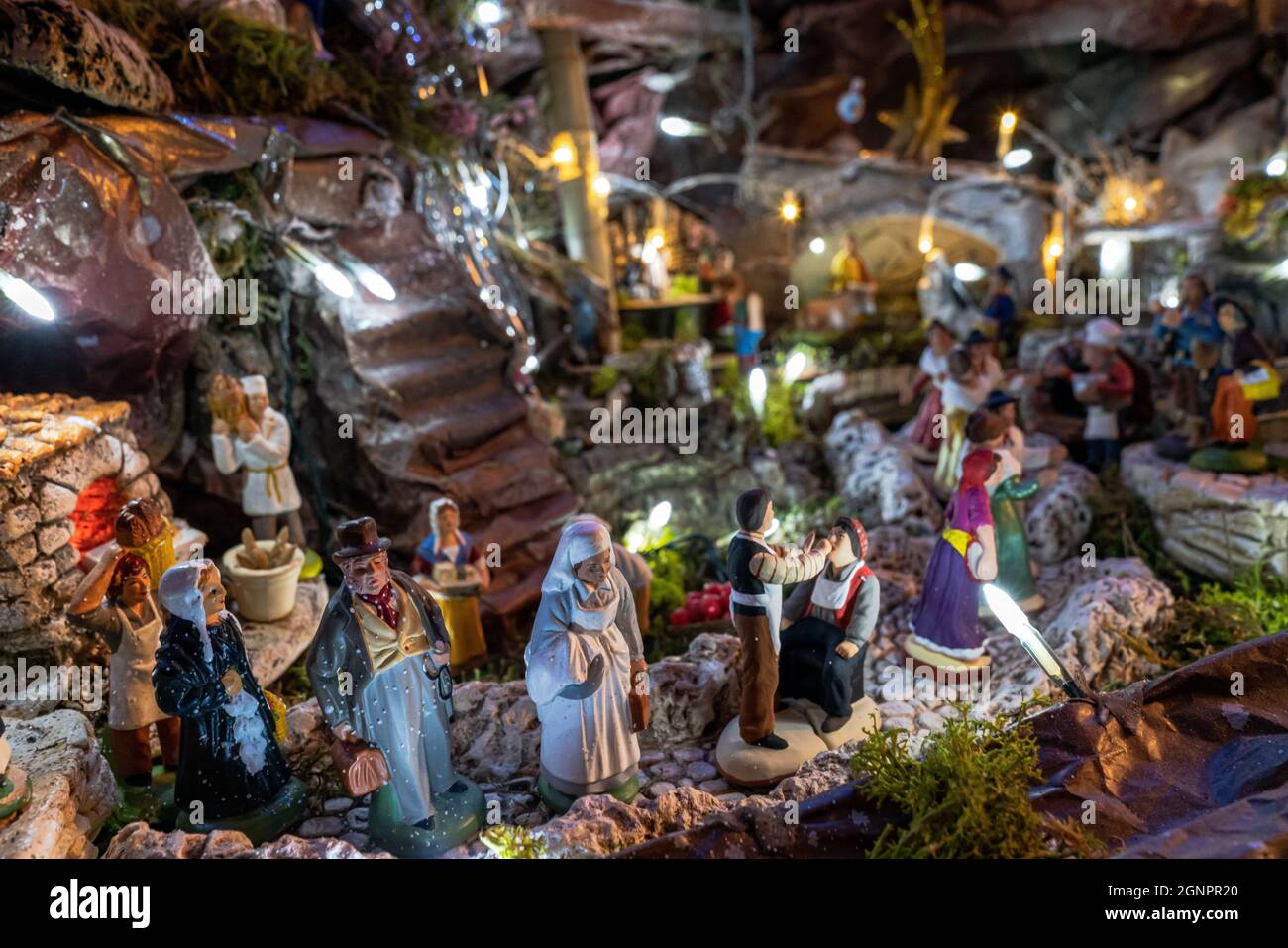 Traditional Provencal Christmas crib - Close up on Santons Stock Photo ...