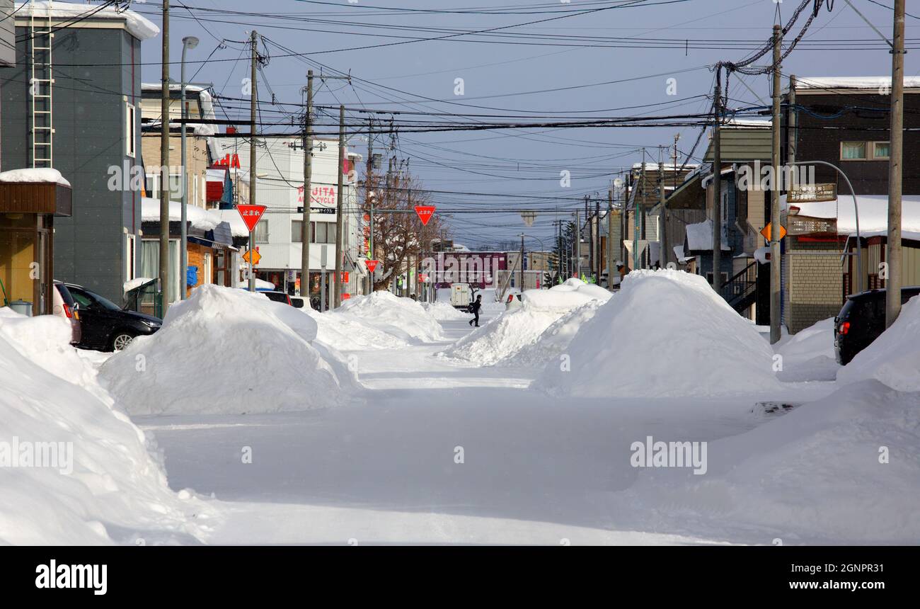 FURANO, JAPAN - Jul 27, 2021: The winter city snow scene in Furano ...
