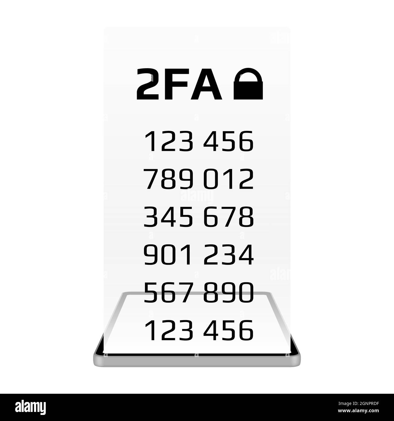 Two factor authentication 2FA concept with a smartphone isolated on ...