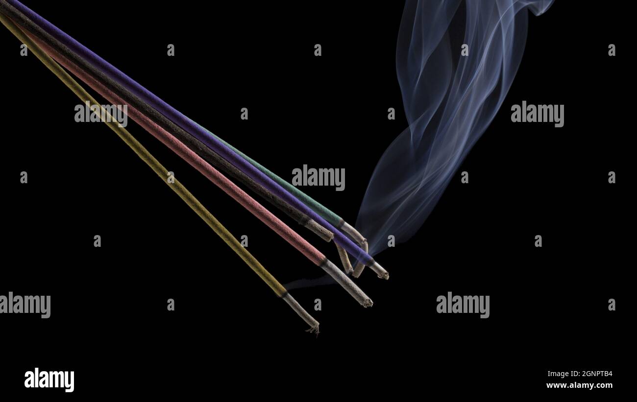 Burning indian or thai incense aroma sticks variety Stock Photo - Alamy