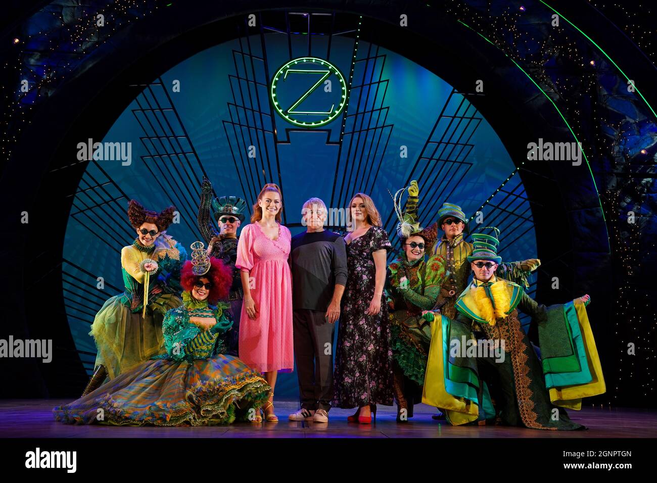 Sophie Evans, who plays Glinda, (4th left) Composer Stephen Schwartz ...