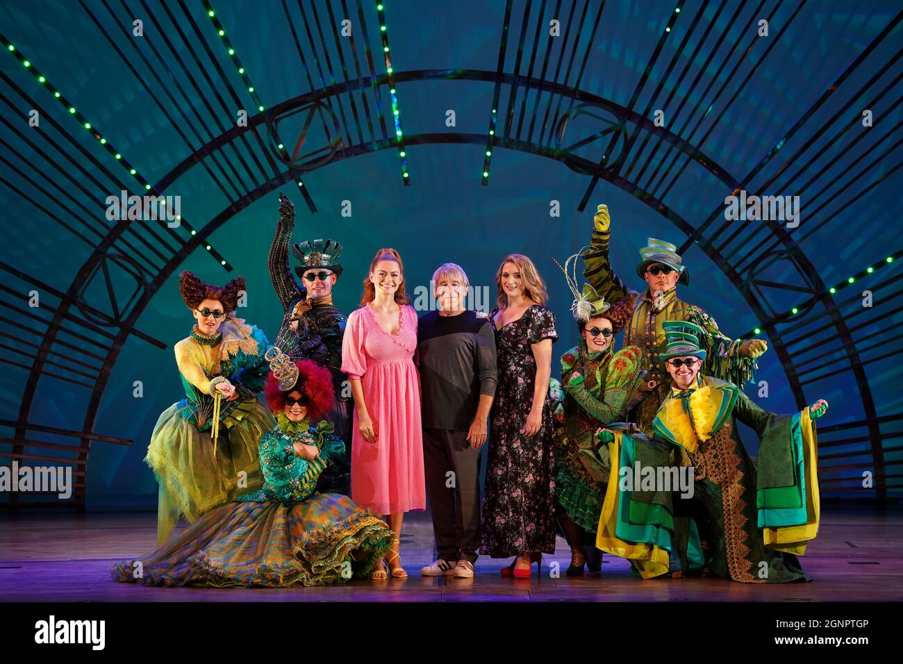 Sophie Evans, who plays Glinda, (4th left) Composer Stephen Schwartz ...