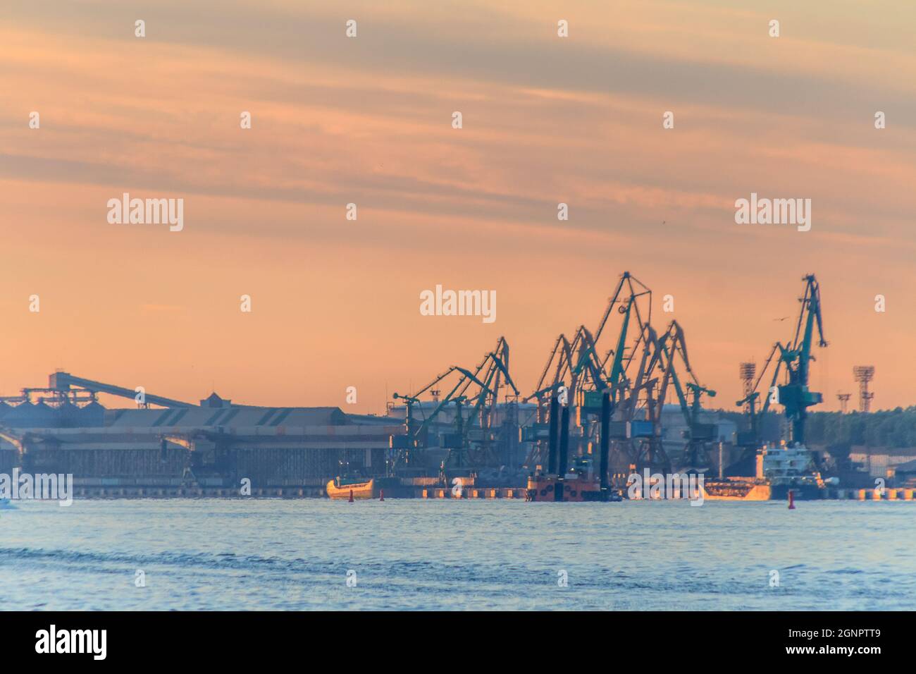 Beautiful view of the Port of Klaipeda on the Baltic sea under the ...