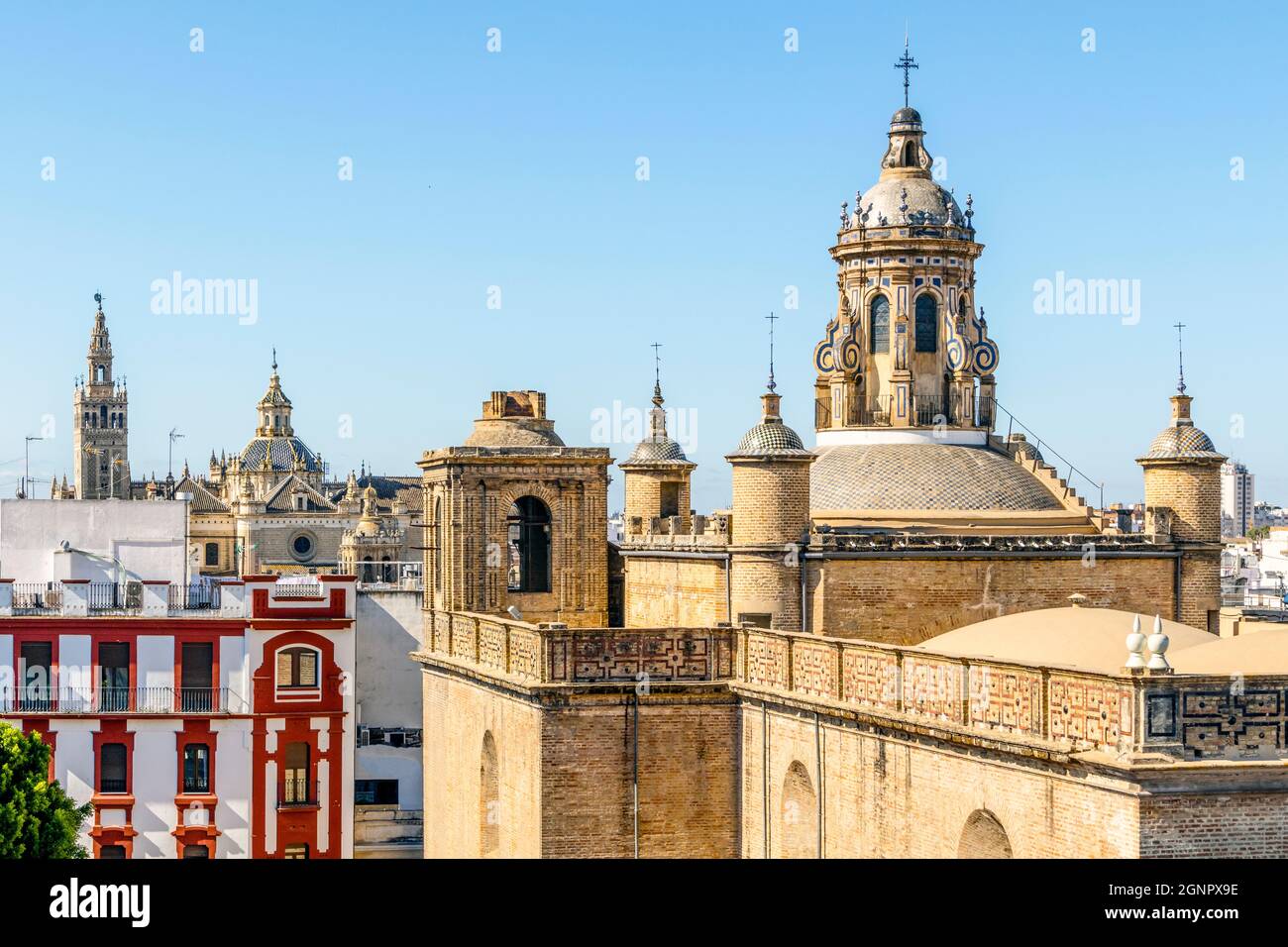 View of Annunciation Church and Cathedral of Seville in the capital ...