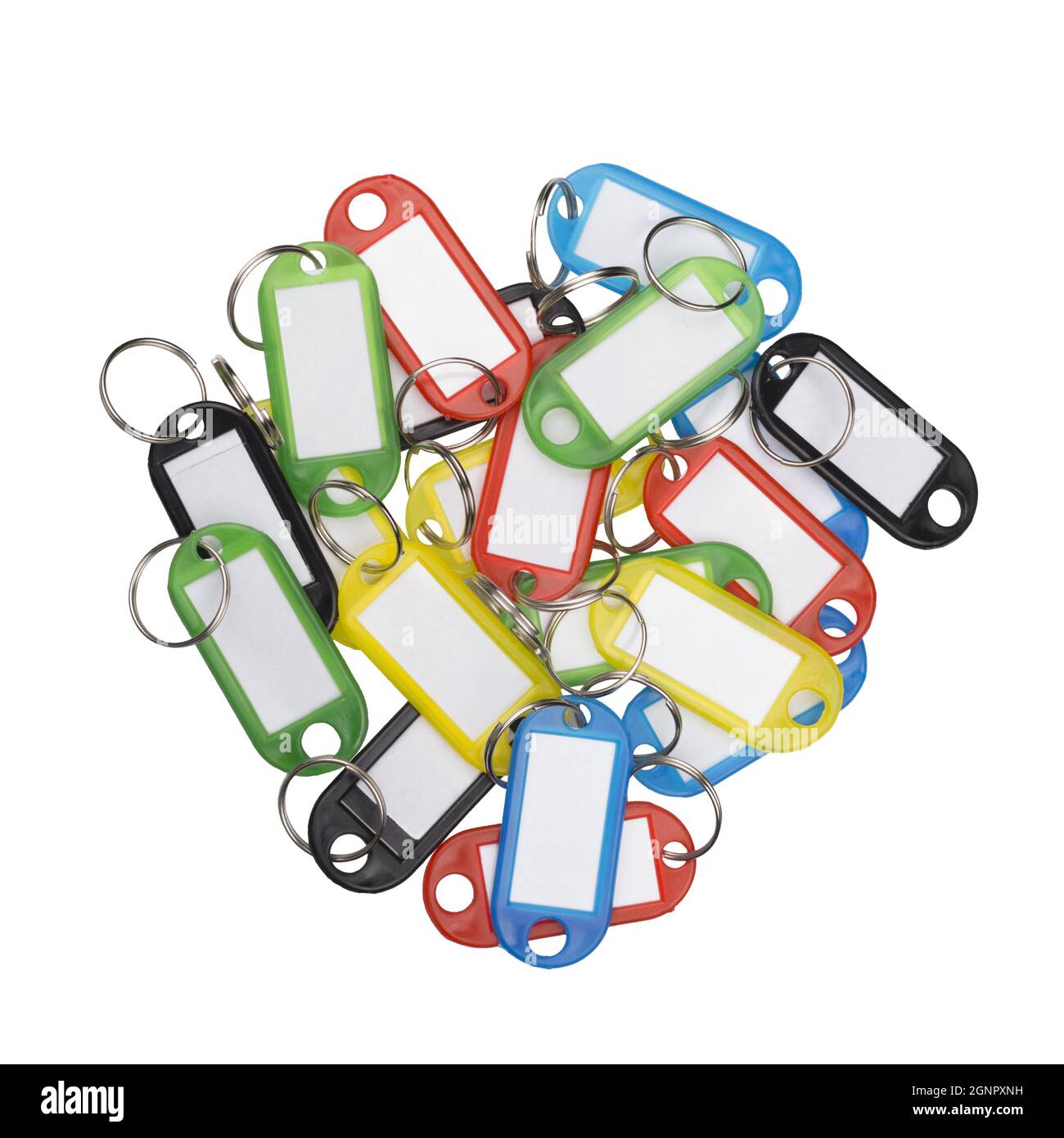 Pile of plastic key tags of various colors Stock Photo - Alamy