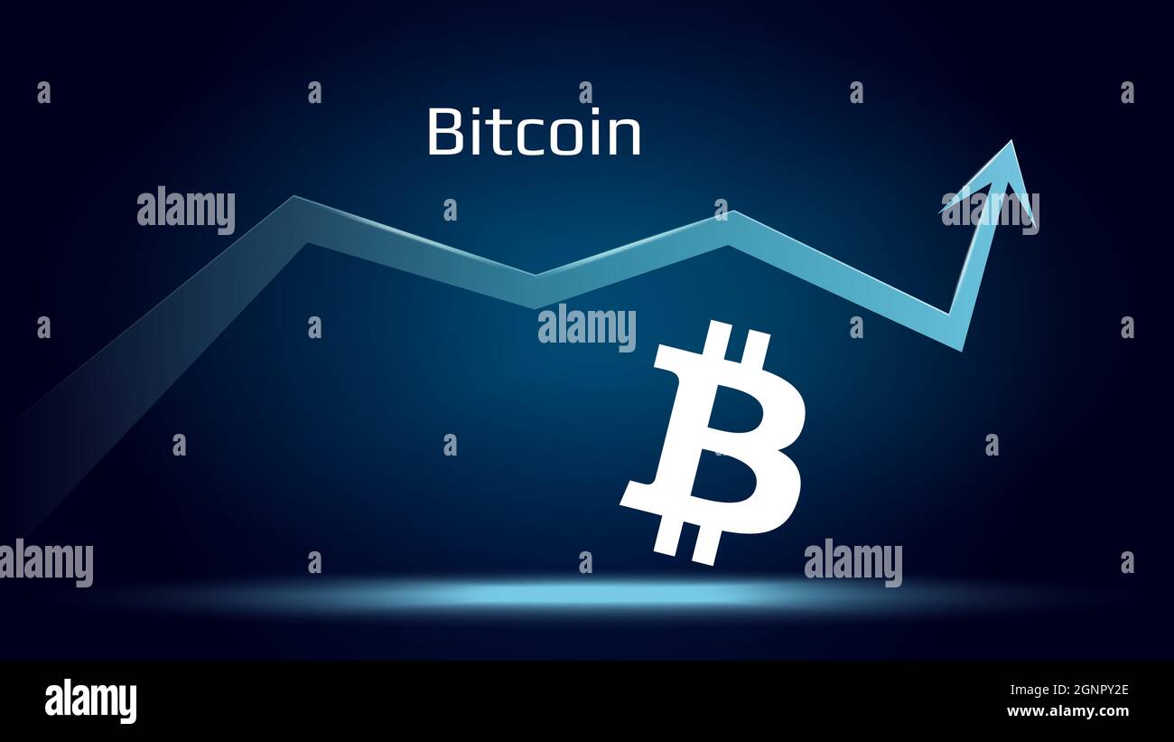 Bitcoin BTC in uptrend and price is rising. Crypto coin symbol and up ...
