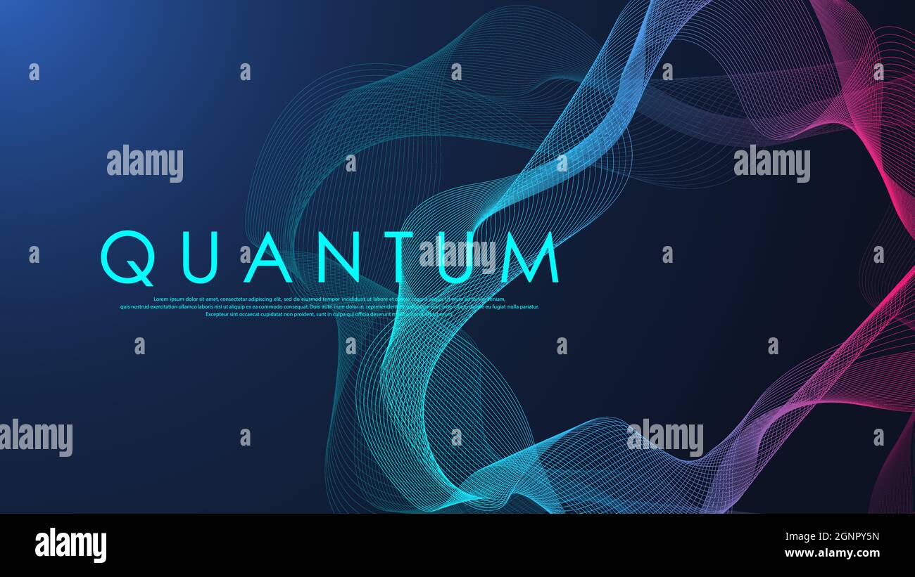 Wave flow of quantum computer technology. Quantum innovation technology. Artificial intelligence ...