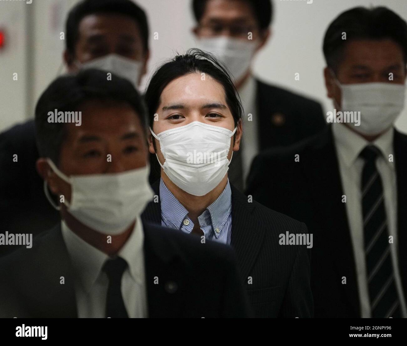 Kei Komuro (C), the boyfriend of Japanese Princess Mako, arrives at ...