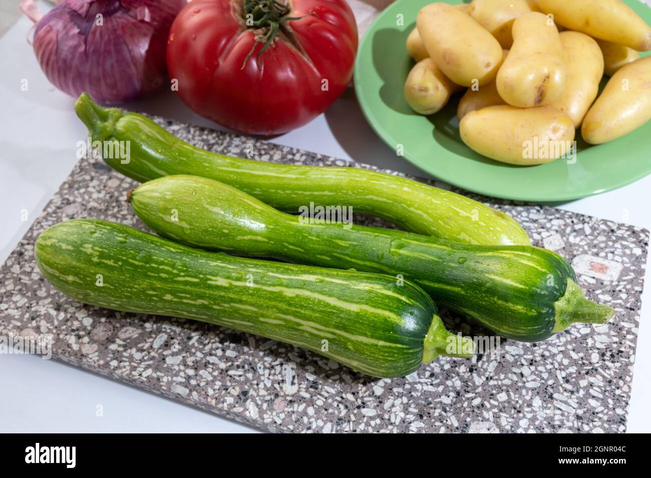 Fresh green long squash zucchini gevetables from Nice ready to cook ...