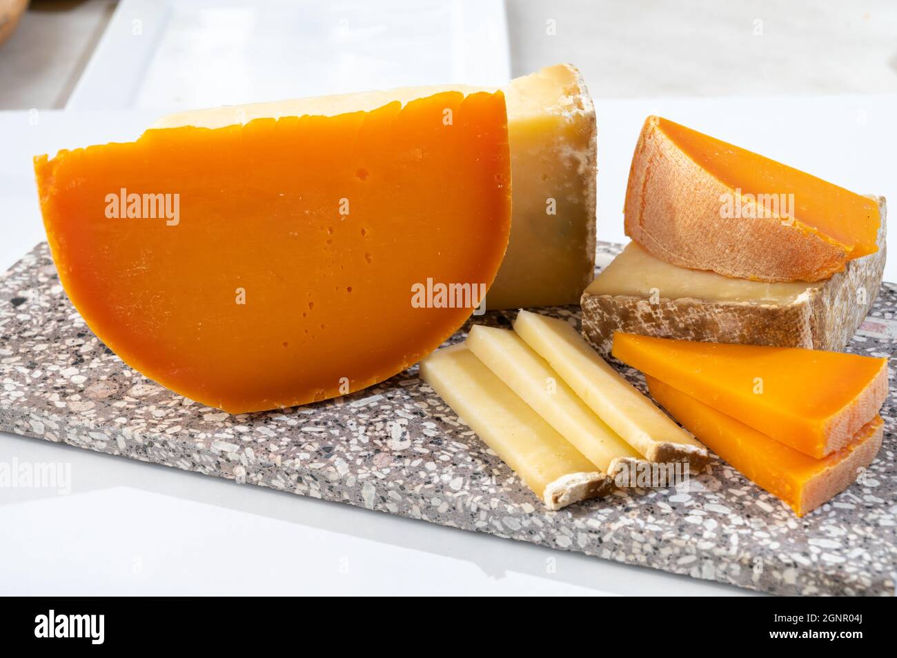Cheese collection, hard French cheese old cantal fermier and yellow ...