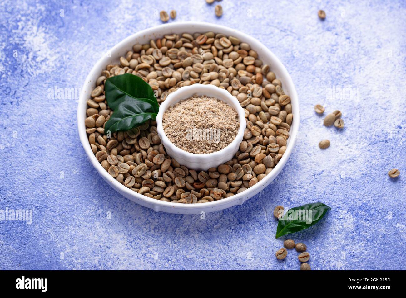 Fresh organic green coffee beans Stock Photo - Alamy