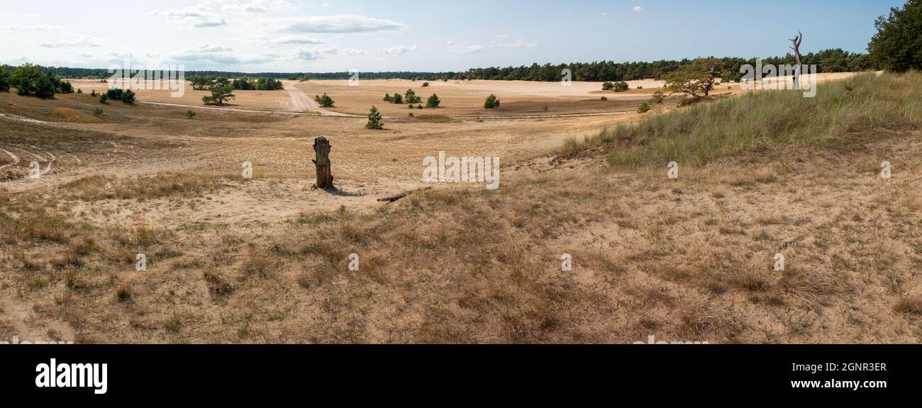 Panorama shot of sand plains and sand drifts with the name ...