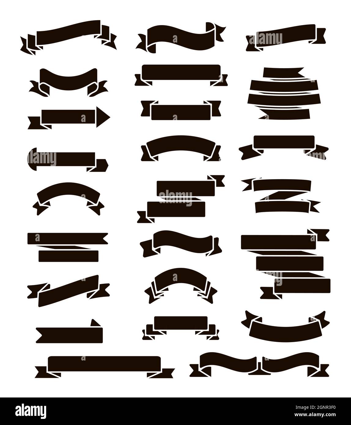 Retro black ribbons set vector. Silhouette labels, price tags, banners ...