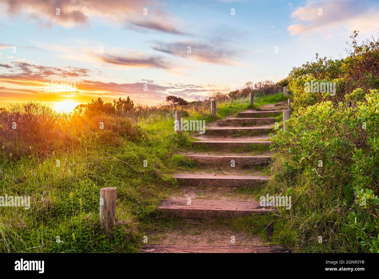 Stairs uphill at sunset, Hallett Cove, SA Stock Photo - Alamy