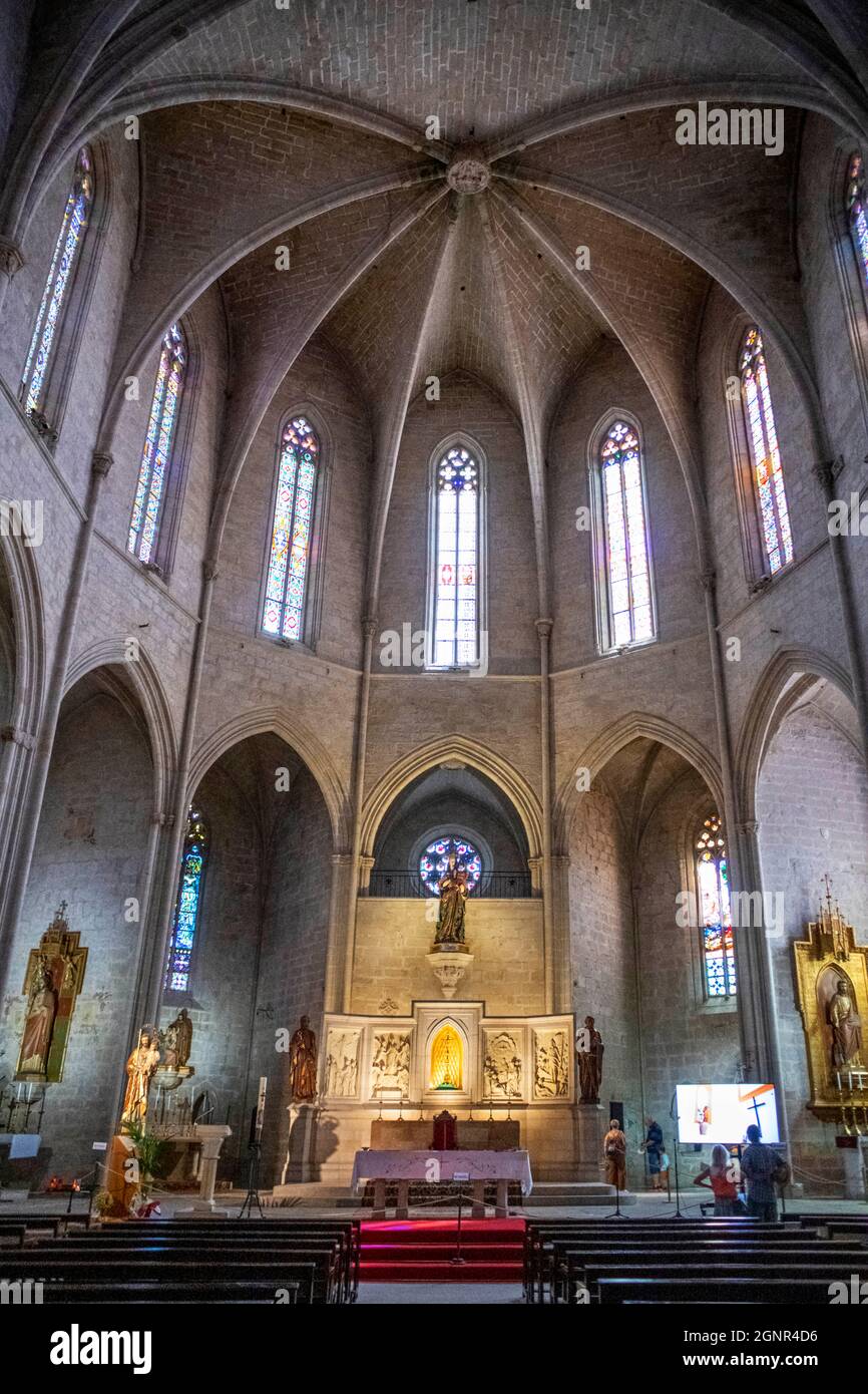 Altar of the the old church of Santa Maria in Montblanc Medieval. The ...